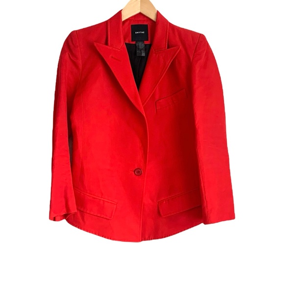 Smythe | Jackets & Coats | Smythe Red One Button Linen Blend Structured ...